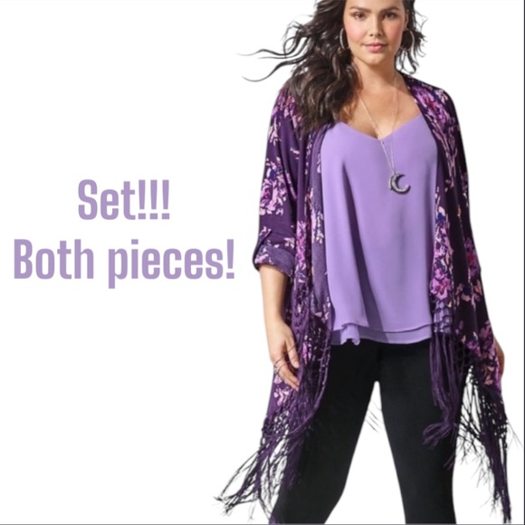 torrid | Tops | Nwot Torrid Set Fringe Kimono Matching Cami | Poshmark